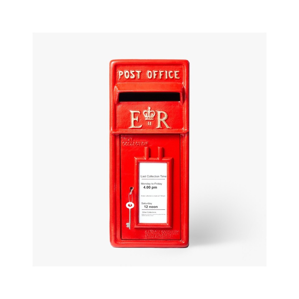 Post Box Red ER with Lock Wall Mounted Royal Mail Design Mailbox Large ...