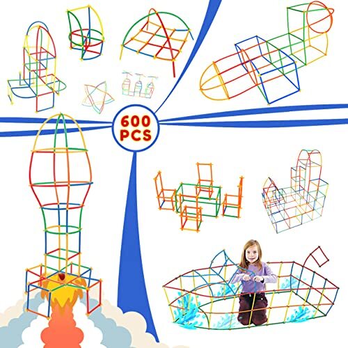 Straw Constructor Toys STEM Building 600Pcs Toy Interlocking Plastic | eBay