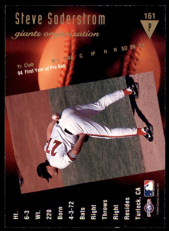 1994 Classic Best Gold Steve Soderstrom Giants Organization #161 1101 ...
