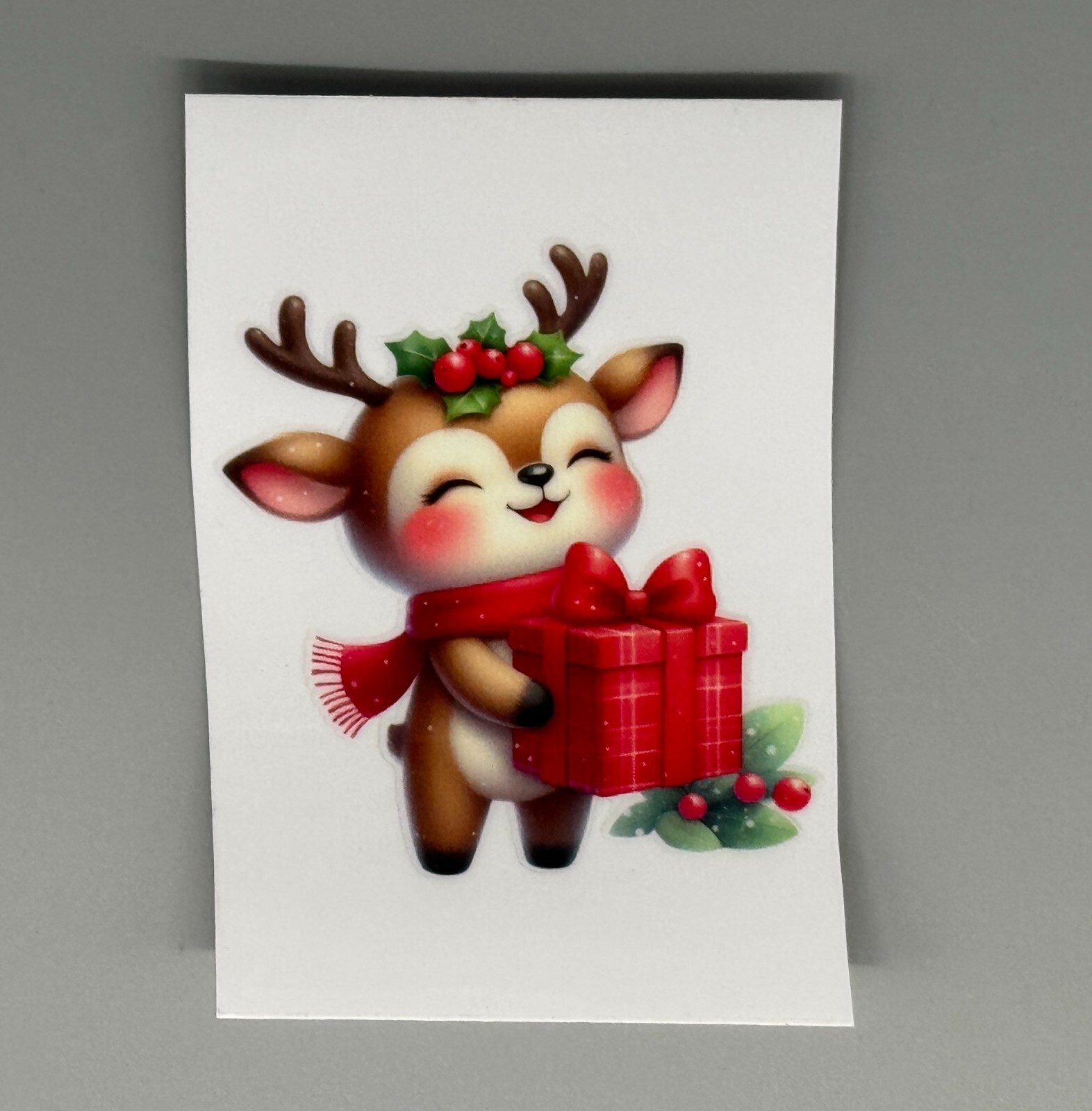 UV DTF Sticker " Rentier mit Geschenk " Aufkleber! Weihnachten | eBay.de
