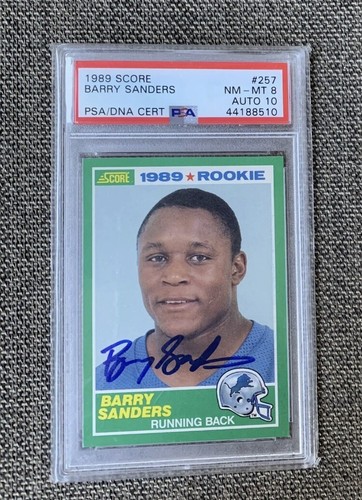 1989 Score Barry Sanders #257 signed autograph rookie card PSA 8 AUTO ...