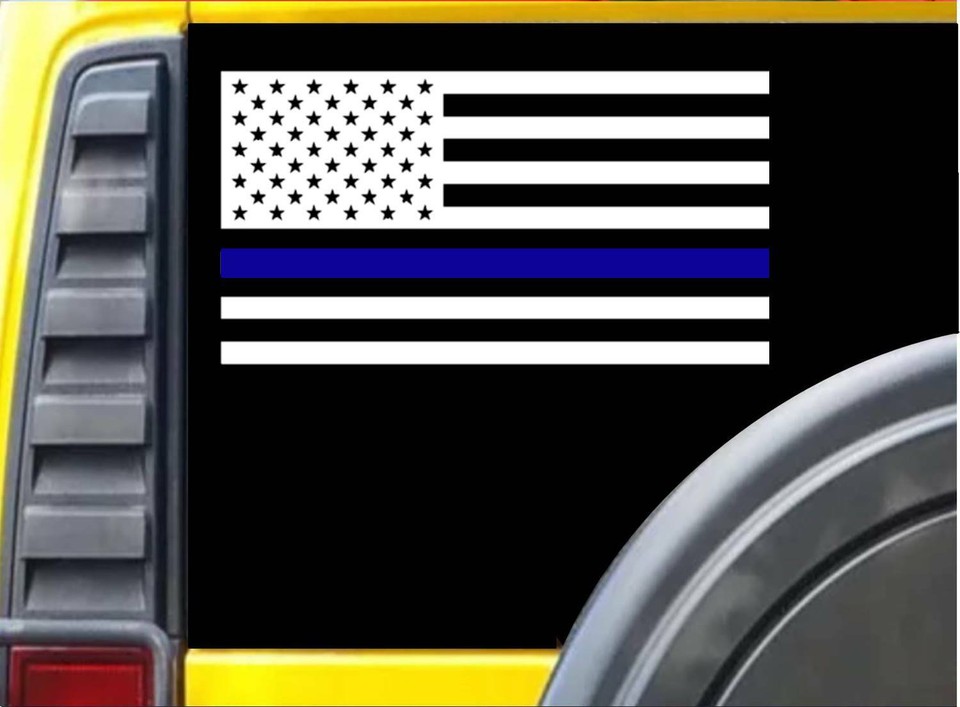 American Flag Thin Blue Line bumper sticker decal tp 1161 Police USA ...