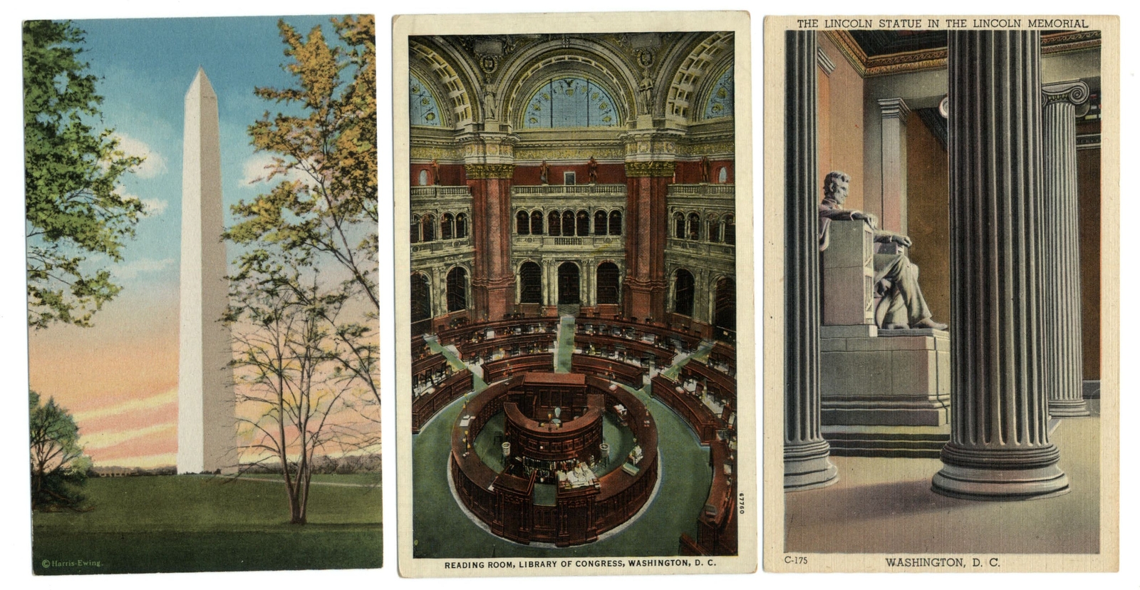 LOT OF 3 Washington DC ~ Lincoln ~ Washington Monument ~ library ...