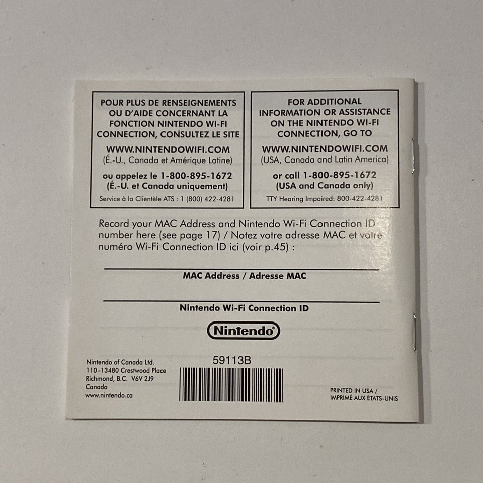 Nintendo DS DSi (Wi-Fi Connection Instruction Booklet) Manual Only ! | eBay