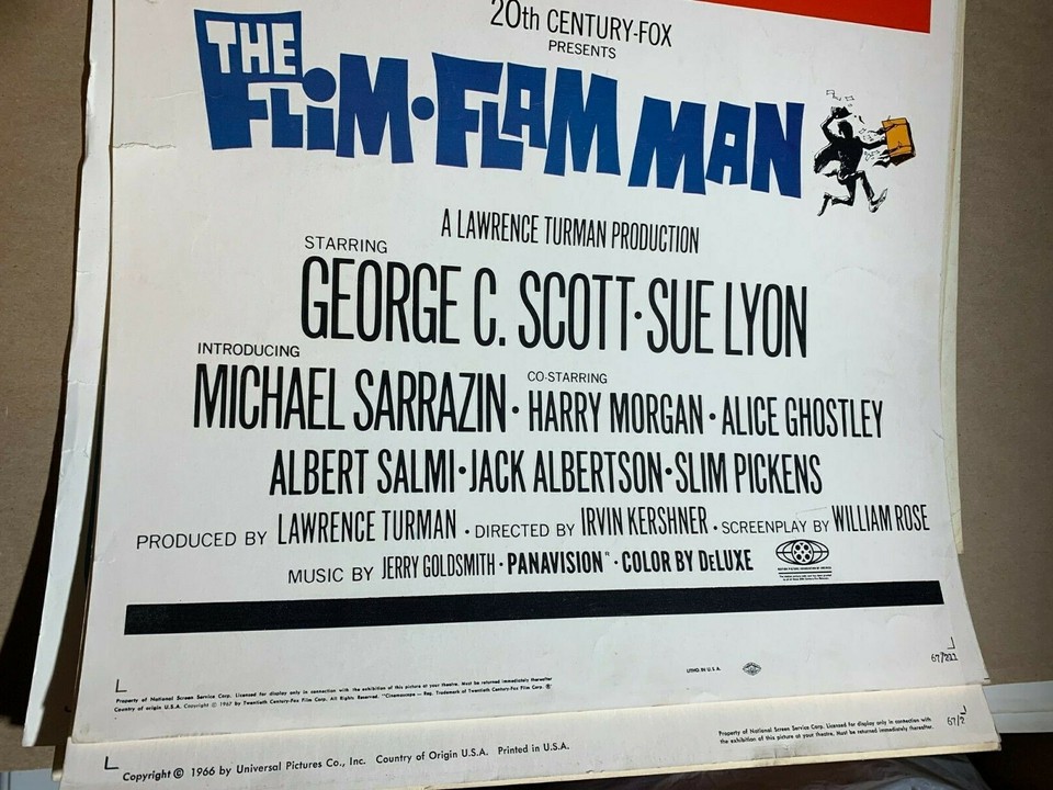 FLIM FLAM MAN 1967 VINTAGE ORIGINAL CLASSIC MOVIE INSERT POSTER 14x36 ...