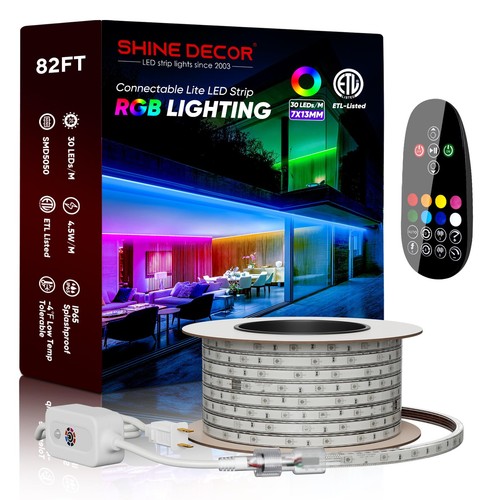 120V RGB LED Strip Light Remote Control, Cold Resistant IP65 Waterproof ...