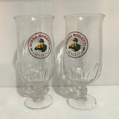 Birra Moretti Pint Glasses NEW SHAPE NEW STYLE M25 X 2 Brand New | eBay UK