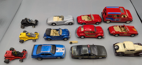 LOT 9 DIE CAST PULLBACK CARS VINTAGE MC TOYS ROAD CHAMPS GO KART RACING ...