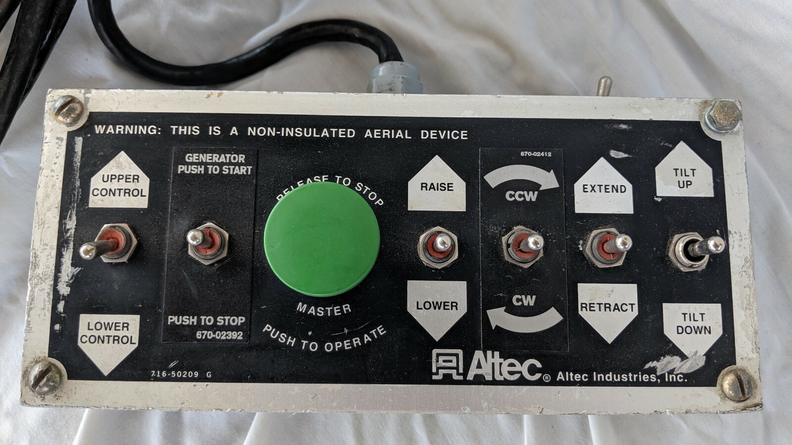 Altec Bucket Truck Aerial Device Control Panel Switches | eBay