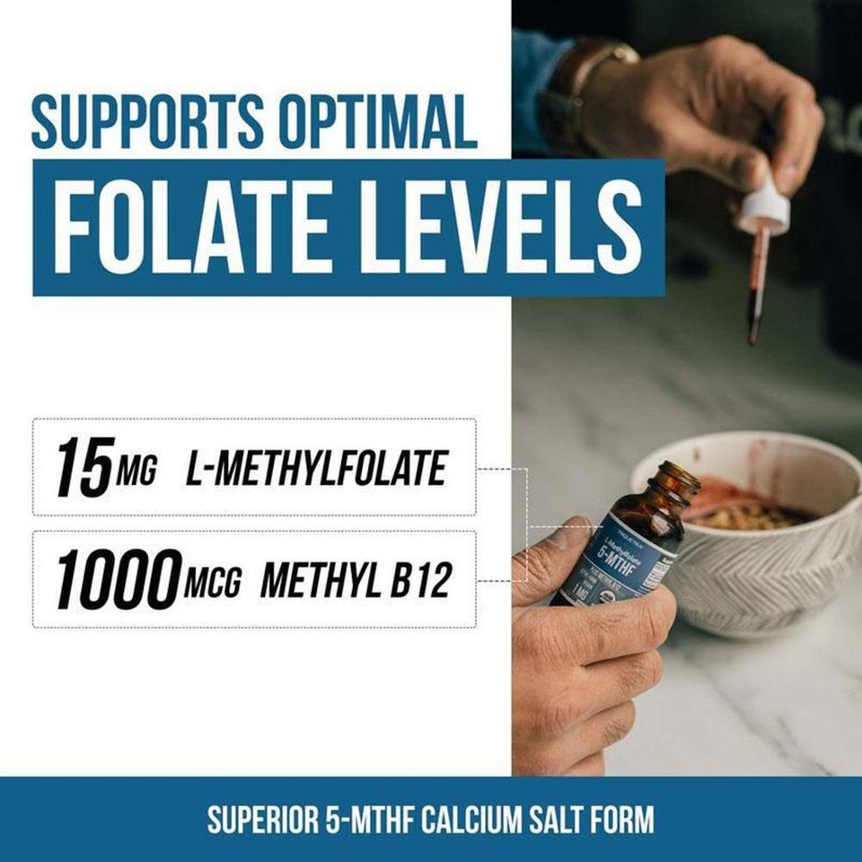 5X L-Methyl Folate 5-MTHF Drops 1000 Mcg - Liquid -Vitamins Folate ...
