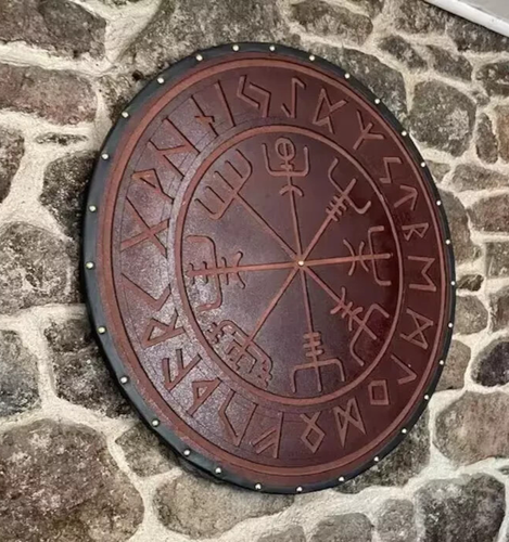 Norse Compass Viking Shield wooden shield Battle-Ready Design Viking ...