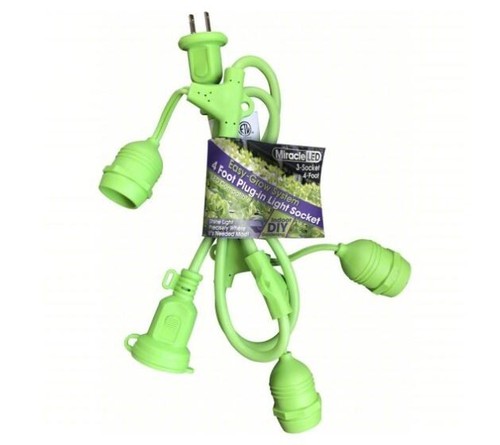 Miracle LED 4ft 3 Socket String Light, Waterproof Plug Cord Indoor Grow ...