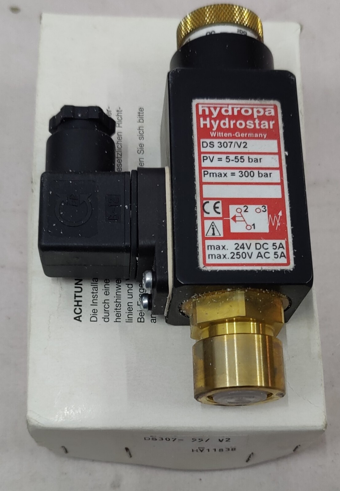 Hydropa Hydrostar DS307/V2 Pressure Switch PV=5-55 bar Pmax= 300 bar ...