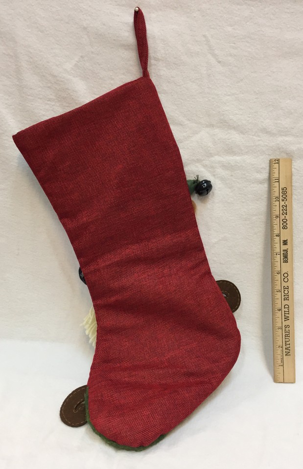 Christmas Stocking Welcome Sign Hanging Reindeer in Sled Red Green ...