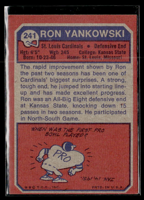 1973 Topps #241 Ron Yankowski VG | eBay