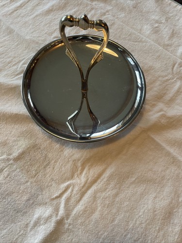 Vintage Kromex Tidbit Chrome Gold/Silver Handle Appetizer Serving Tray ...