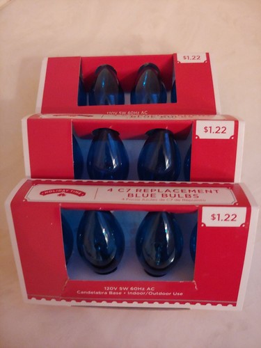 4 Pk Blue Indoor/Outdoor C7 Replacement Bulbs 120v 5w 60Hz Lot of 3 ...