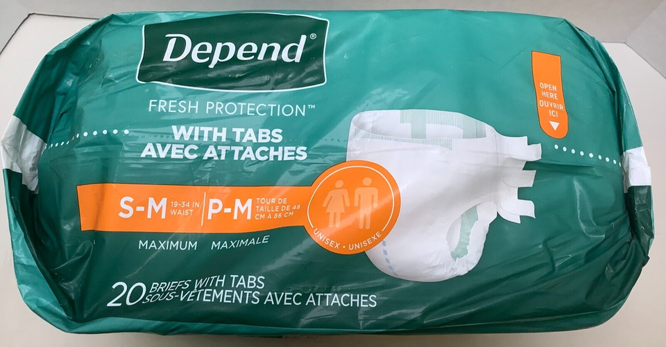 Depend Fresh Protection With Tabs, Incontinence Briefs, Unisex, S-M ...