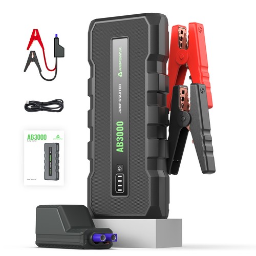 AMPBANK 12V 3000A Car Van Battery Jump Starter Start Booster LED Power ...