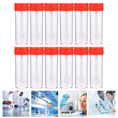 12 Pcs Stool Sampling Tube Specimen Vial Cups Containers with Lids ...