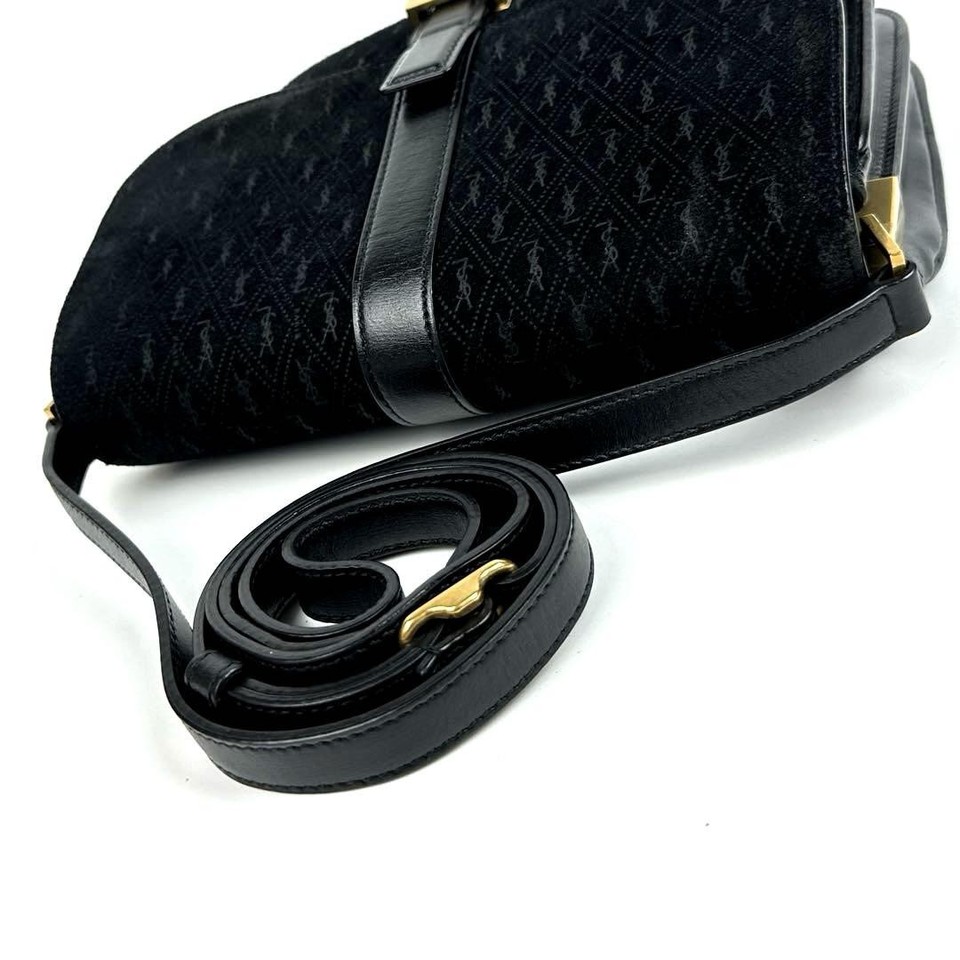 YSL Yves Saint Laurent Shoulder Bag Crossbody Monogram Suede Leather ...