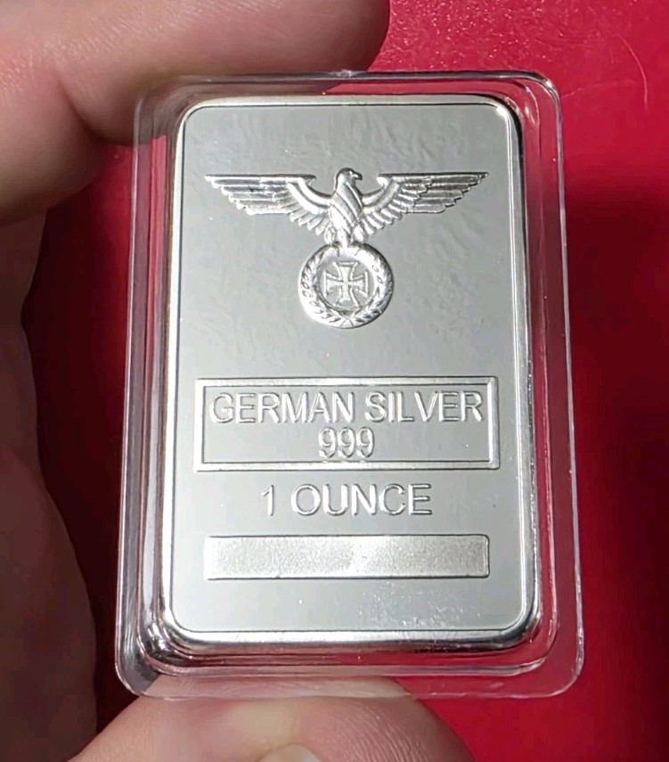 Eagle Iron Cross - 1oz .999 Fine GERMAN Silver ALLOY Proof Bar Ingot In ...