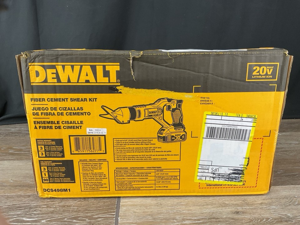 DeWALT DCS498B 20V MAX 5/8" Cordless Fiber Cement Shear Kit, New Open ...