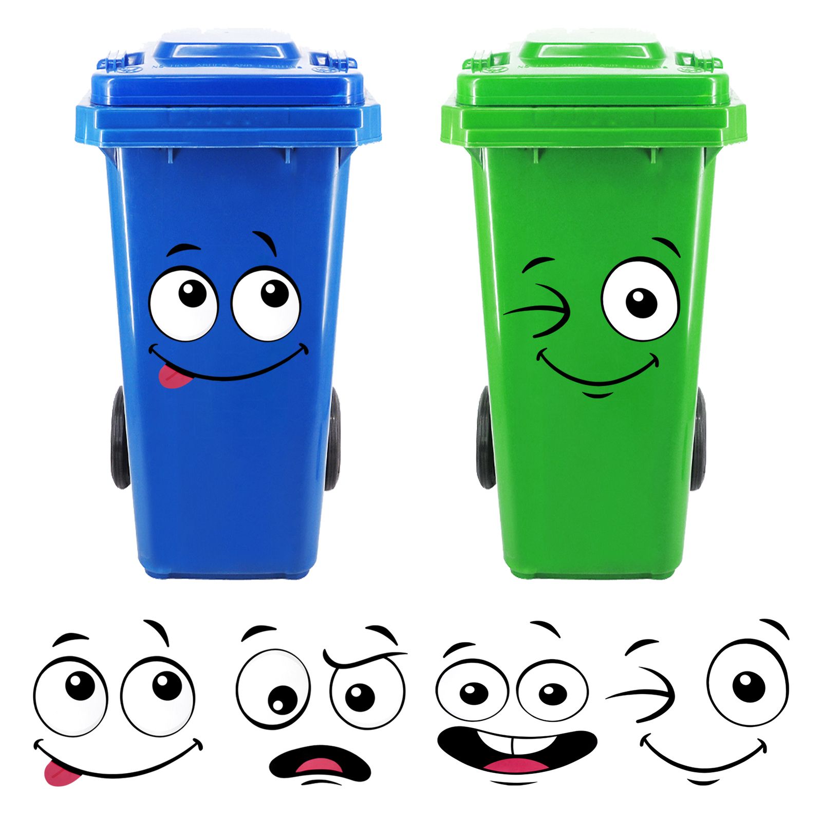 8pcs SelfFor DIY Indoor Outdoor Cartoon Expression Wheelie Bin Sticker ...