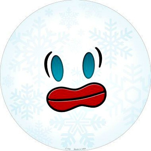 Frazzle Face Snowflake 12" Round Metal Sign Winter Snow Holiday Emoji ...
