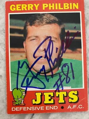 Gerry Philbin Signed NEW YORK JETS Card 1971 Topps | eBay