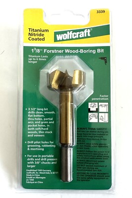 WOLFCRAFT 1-3/8" FORSTNER WOOD BORING BIT TITANIUM NITRIDE COATED 3339 ...