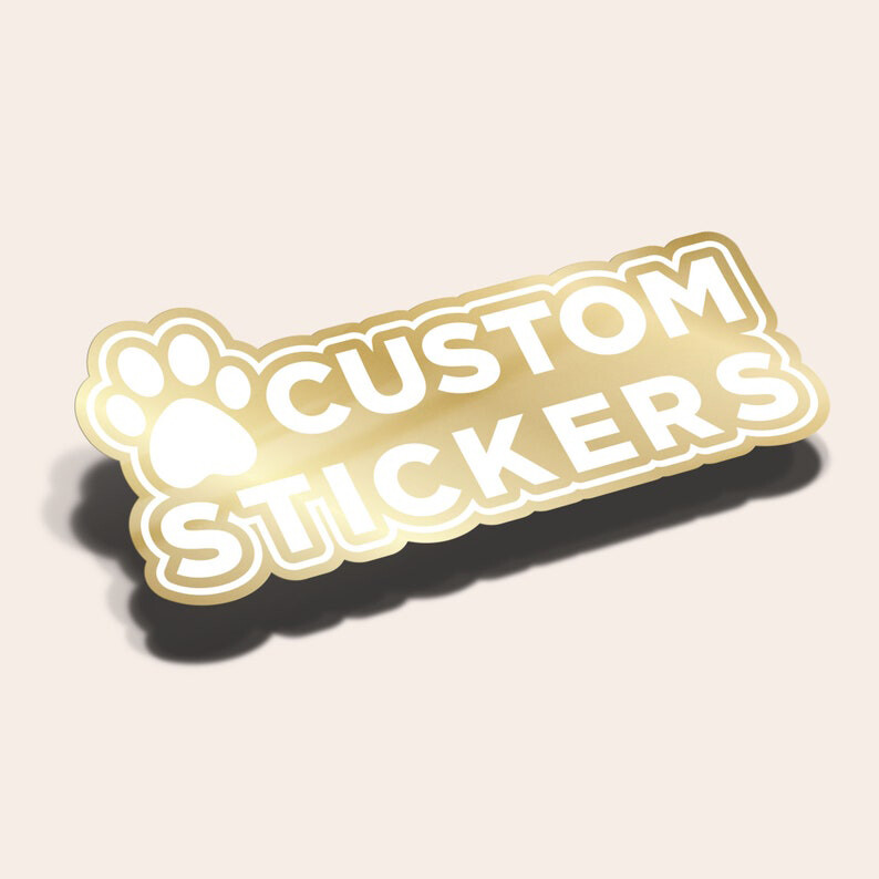 50/100/200/500 Custom Die Cut Gold Metallic Vinyl Stickers Personalized ...