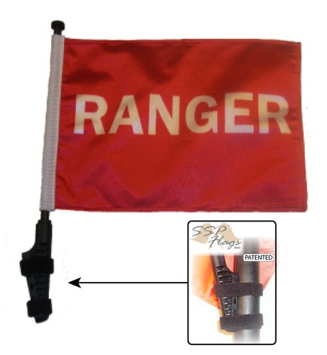 RANGER Flag w/ SSP Flags EZ On EXTENDED STRAPS Bracket for Wide Bar ...
