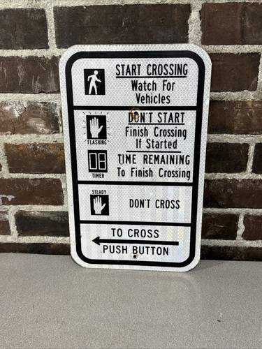 Left Turn Cross Walk Retired Authentic Reflective Sign Instructions ...