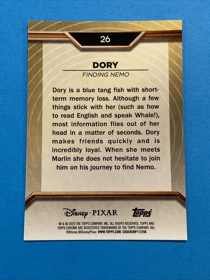 2025 Topps Pixar Gold #26 Dory Gold Wave Etch Refractor /75 Finding ...