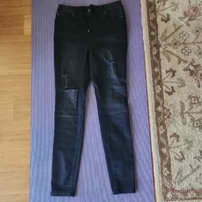 INC Denim Core Denim Skinny Black Leopard Print Ripped Jeans 6/28 NWT ...