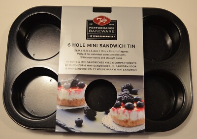 TALA PERFORMANCE BAKEWARE NON STICK 6 HOLE LOOSE BASE MINI SANDWICH TIN ...