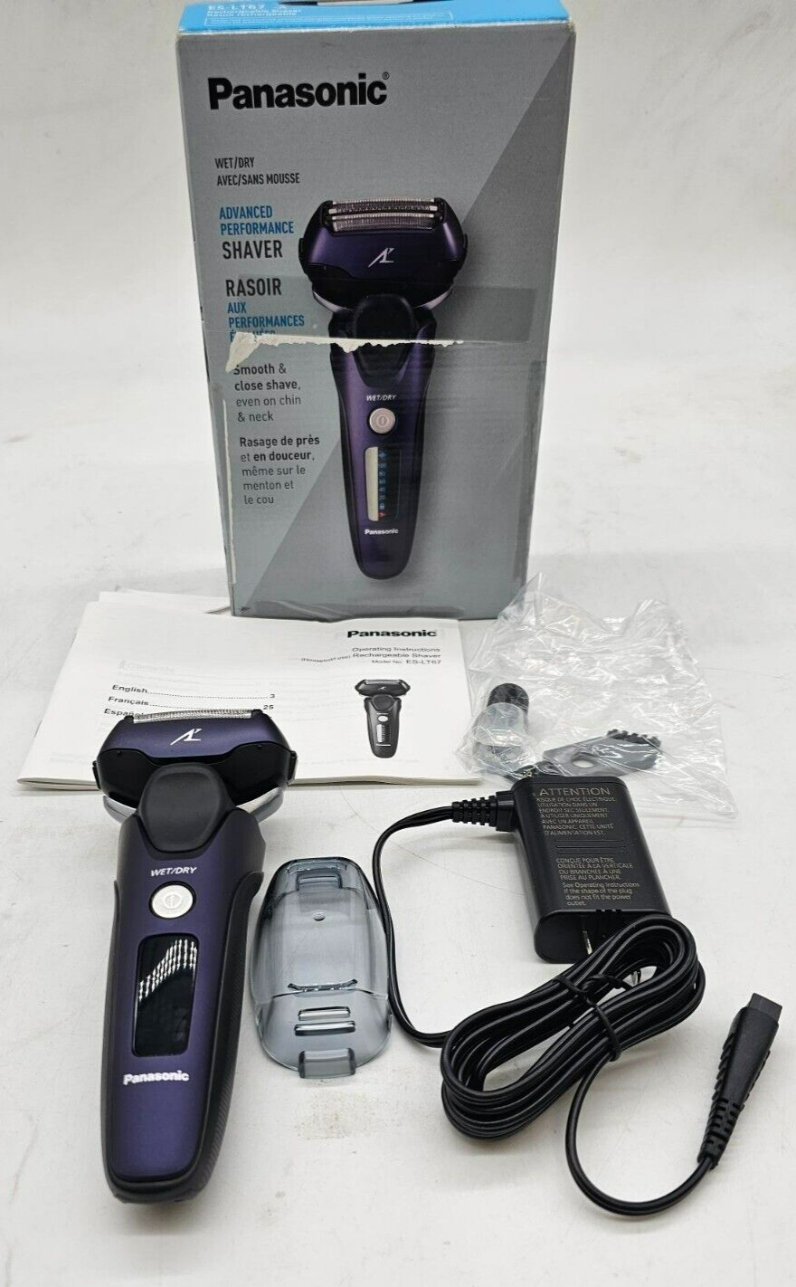 Panasonic ARC3 Electric Razor Wet Dry 3-Blade Electric Shaver ES-LT67 ...