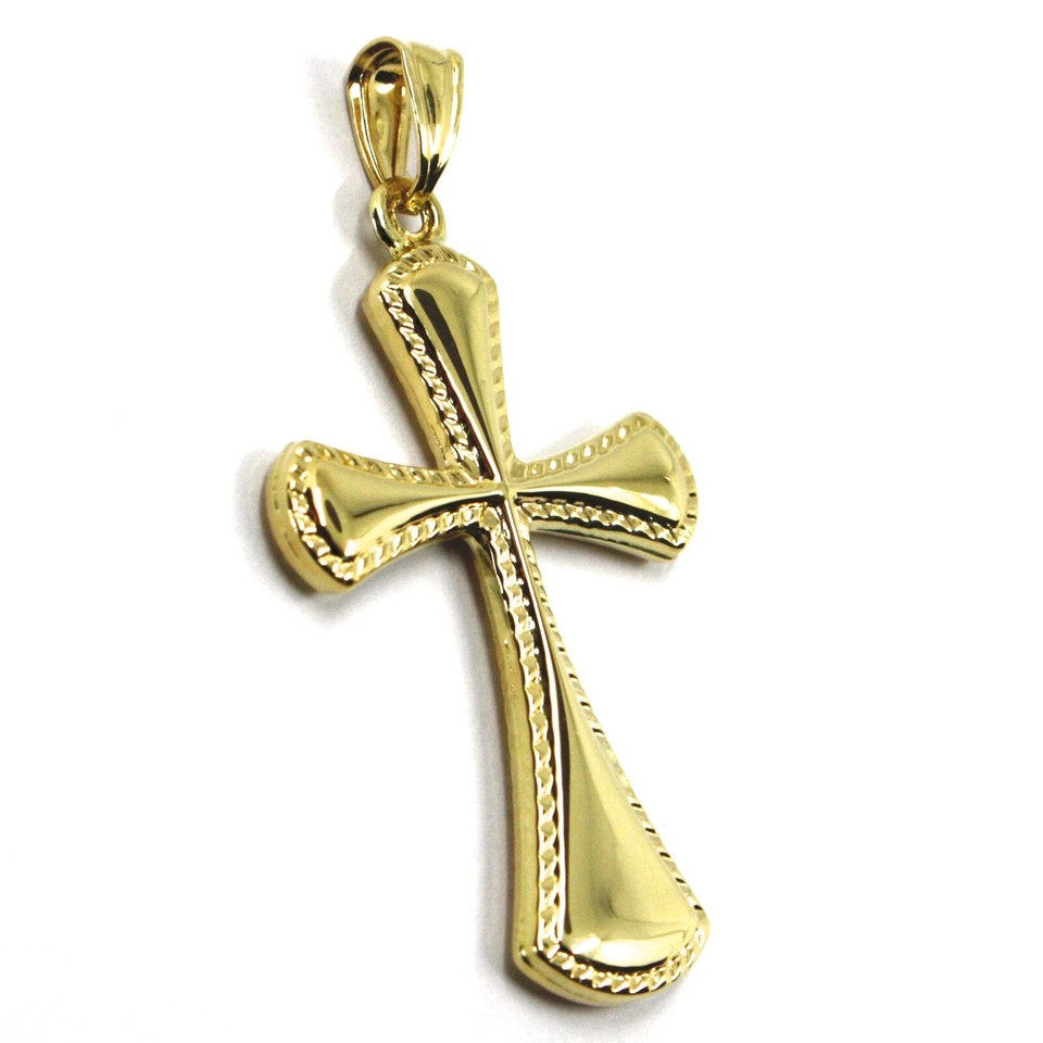 18K YELLOW GOLD CROSS, ROUNDED WITH WORKED FRAME 36mm, 1.42 inches | eBay