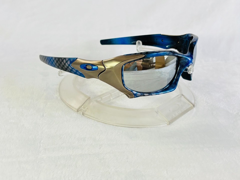 Custom Oakley Pit Boss 1 Blue Holo Hex Sunglasses with Fuse Chrome ...