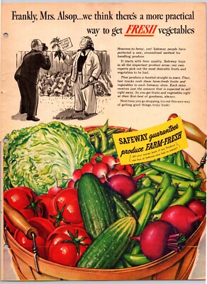 1941 Print Ad Safeway Guarantees Produce Farm-Fresh Cartoon Helen E ...