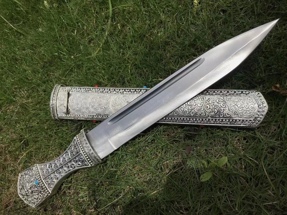 Tibetan Dragon Short Knife Spring Steel Sharp KUNGFU Dao Sword Dagger ...