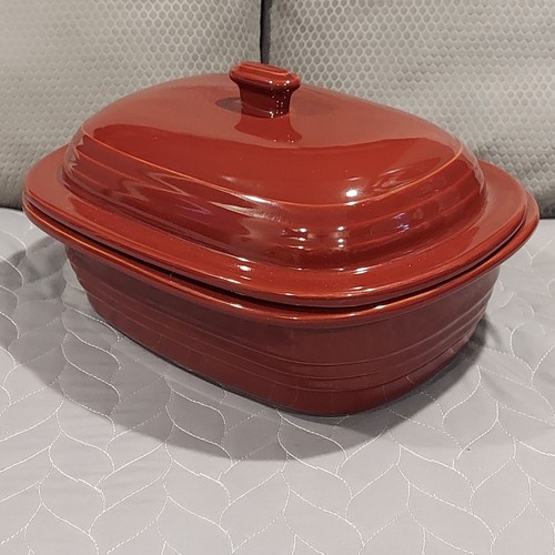 Pampered Chef Deep Covered Baker Stoneware Cranberry 3.1 Qt Roaster ...