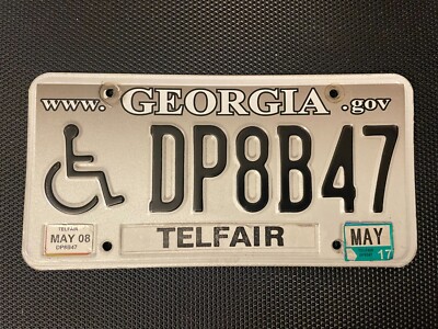 GEORGIA LICENSE PLATE HANDICAPPED DISABLED WHEELCHAIR DP8B47 MAY 2008 ...