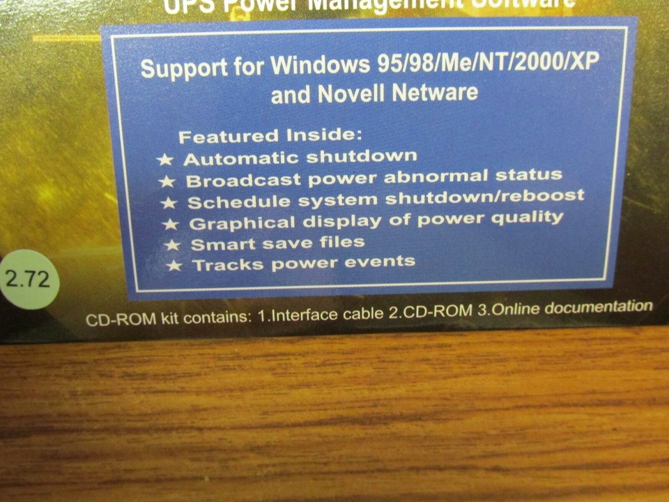 New.. UPSMON UPS Power Management Software CD-ROM Version 2.72 .. WG ...