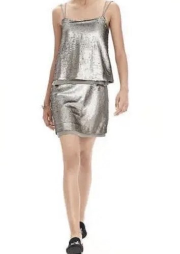 NWT Banana Republic Beige Gold Sequin Mini Party Holiday Prom Dress Sz ...