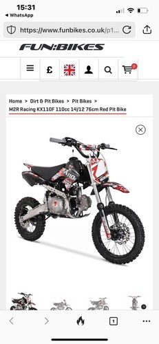 M2R Racing Kx110f 110cc 76cm Red Pit Bike for sale online | eBay
