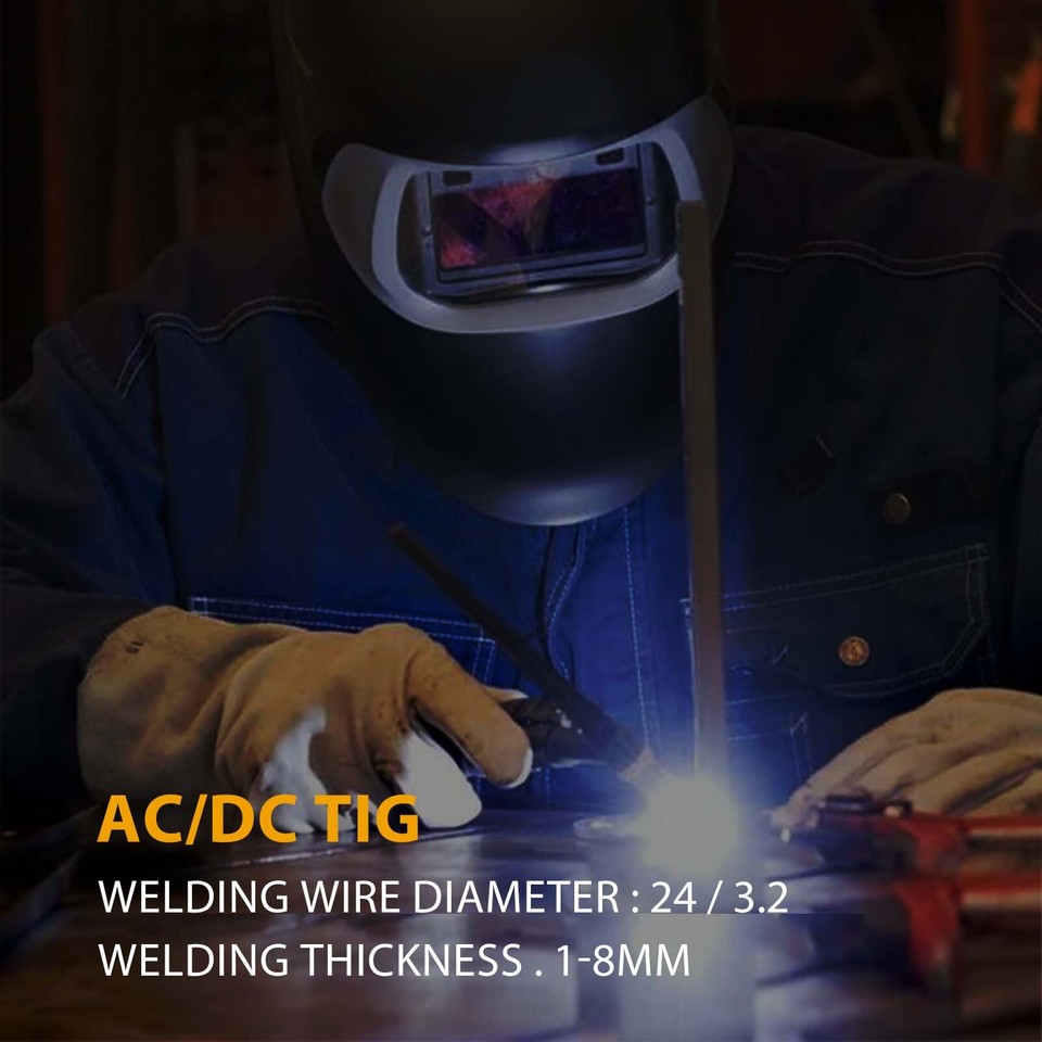200A AC/DC Aluminum Tig Welder with Pulse Large LED Display, STICK/TIG ...