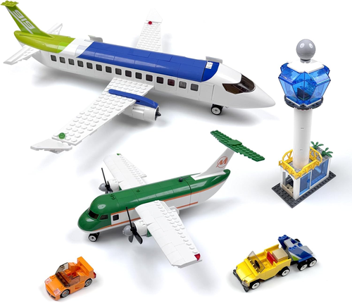 Airplane Building Blocks Set with Planes, Airport Terminal, Figures ...