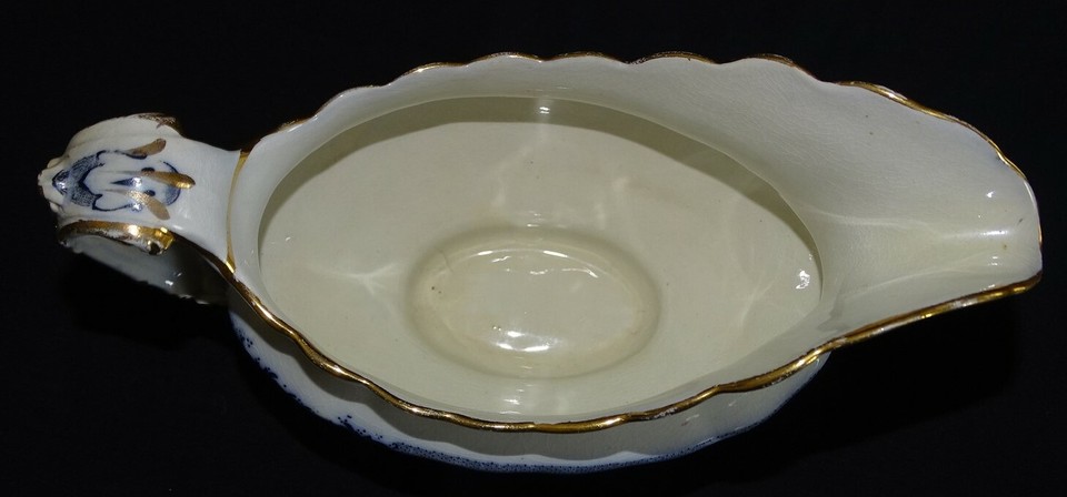 W.A. Adderley & Co. England Malta Flow Blue Gravy Boat with Underplate ...